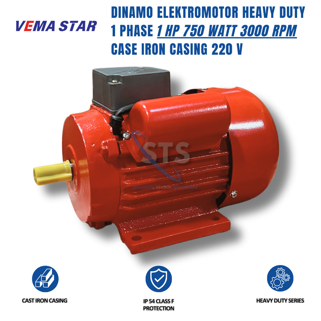 Jual STS | VEMA STAR Dinamo Elektro Motor 1 HP 750 Watt 3000 RPM HEAVY ...