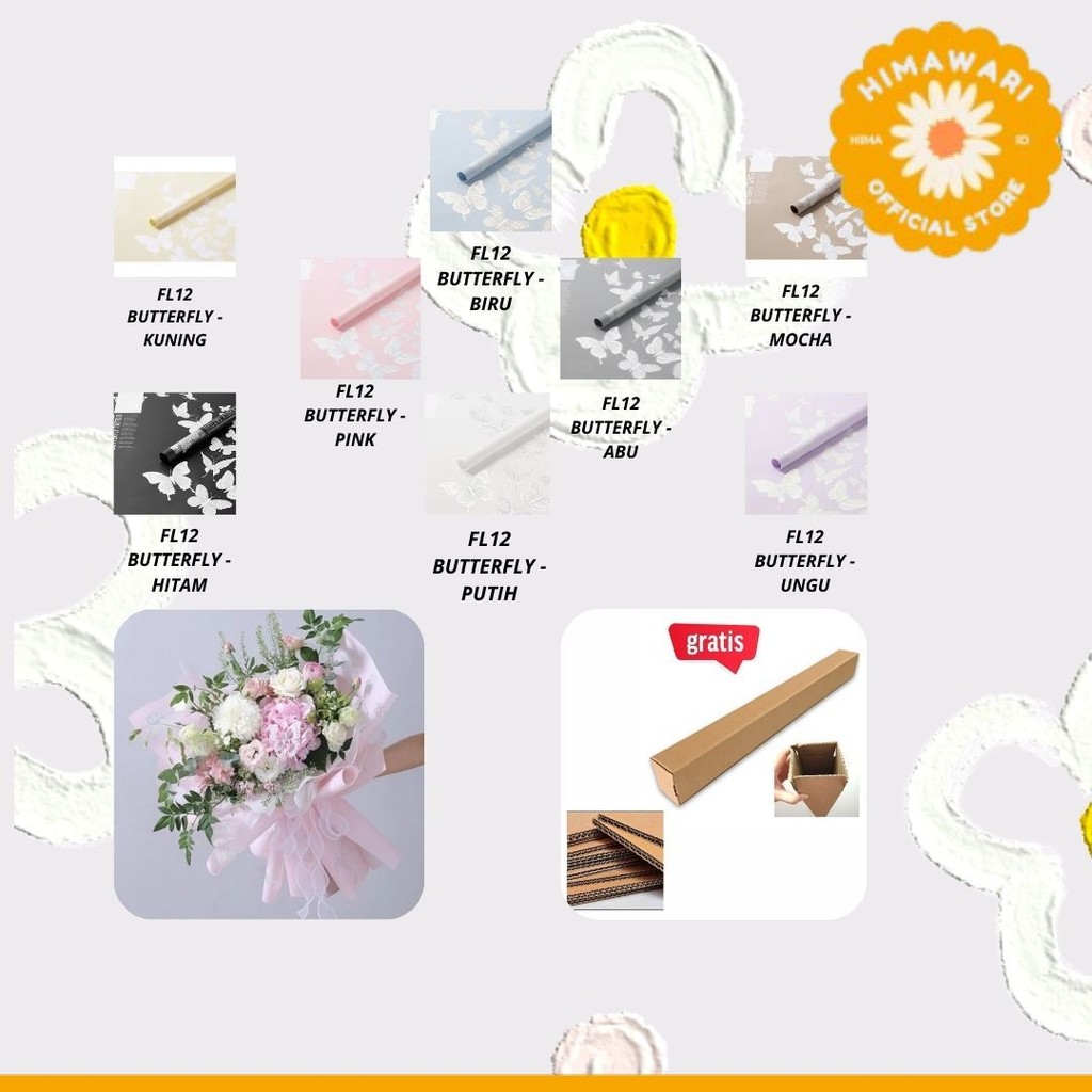 Jual HIMA - (5 LEMBAR) - FL12 BUTTERFLY DANCE Kertas Bunga Paper Buket ...