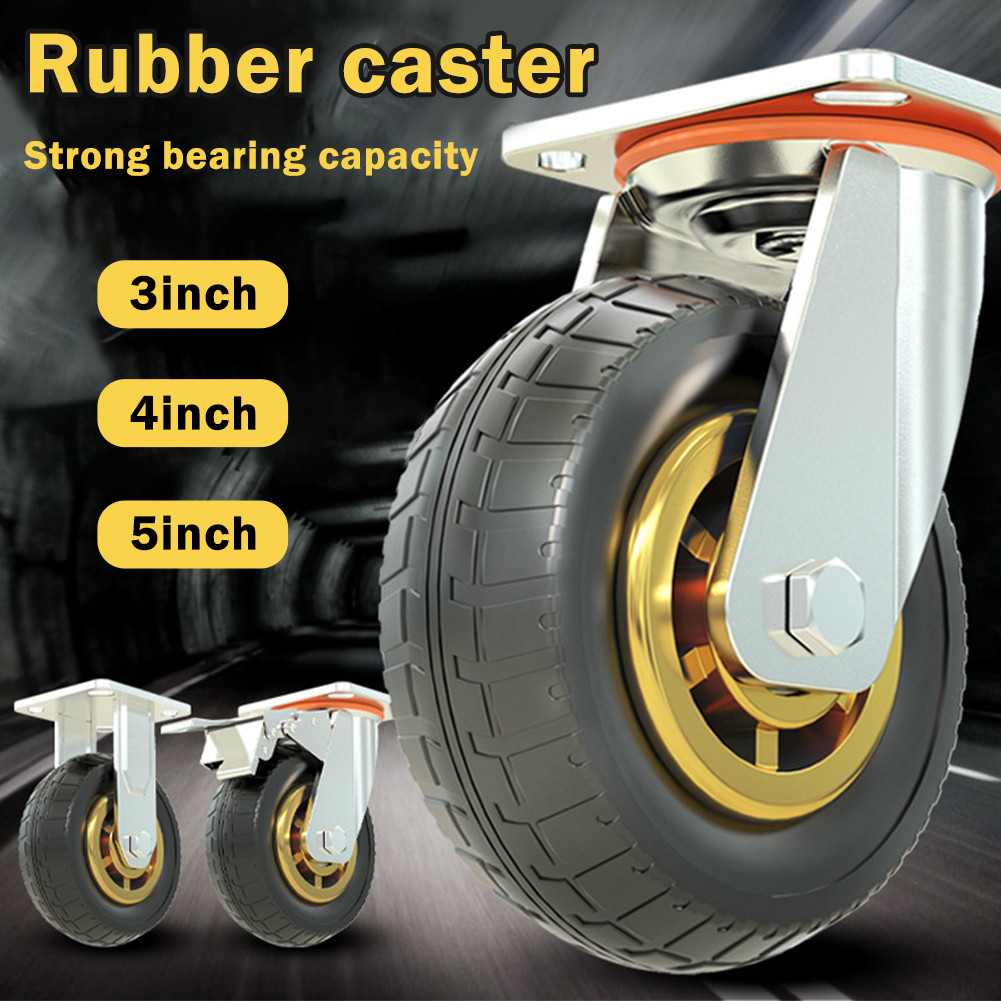 Jual Roda Troly Roly Rubber Hitam Double Bearing Heavy Duty 3 inch 4 ...