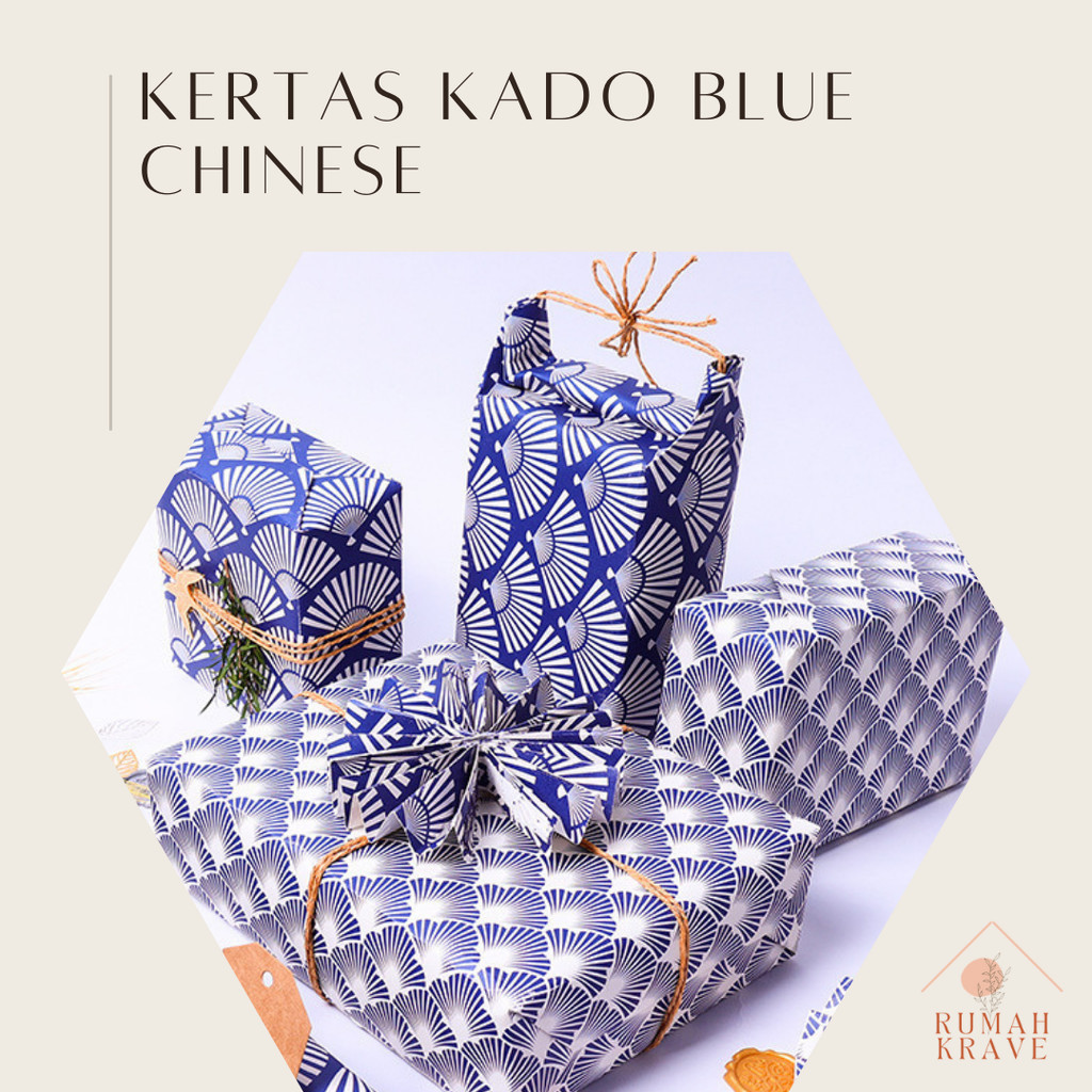 Jual RUMAH KRAVE - Kertas Kado Blue Chinese Pattern | Shopee Indonesia