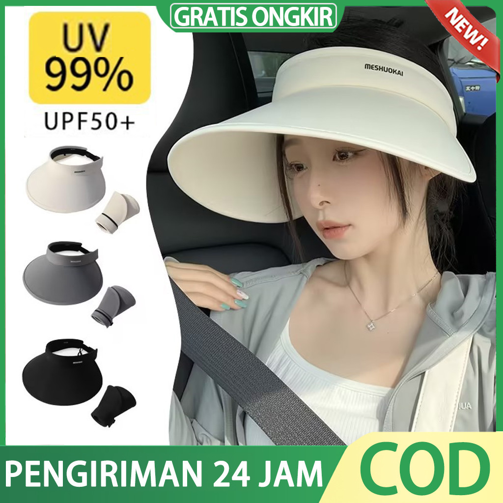 Jual Topi Visor Anti UV Topi Pantai Wanita Pelindung Panas Topi Visor ...