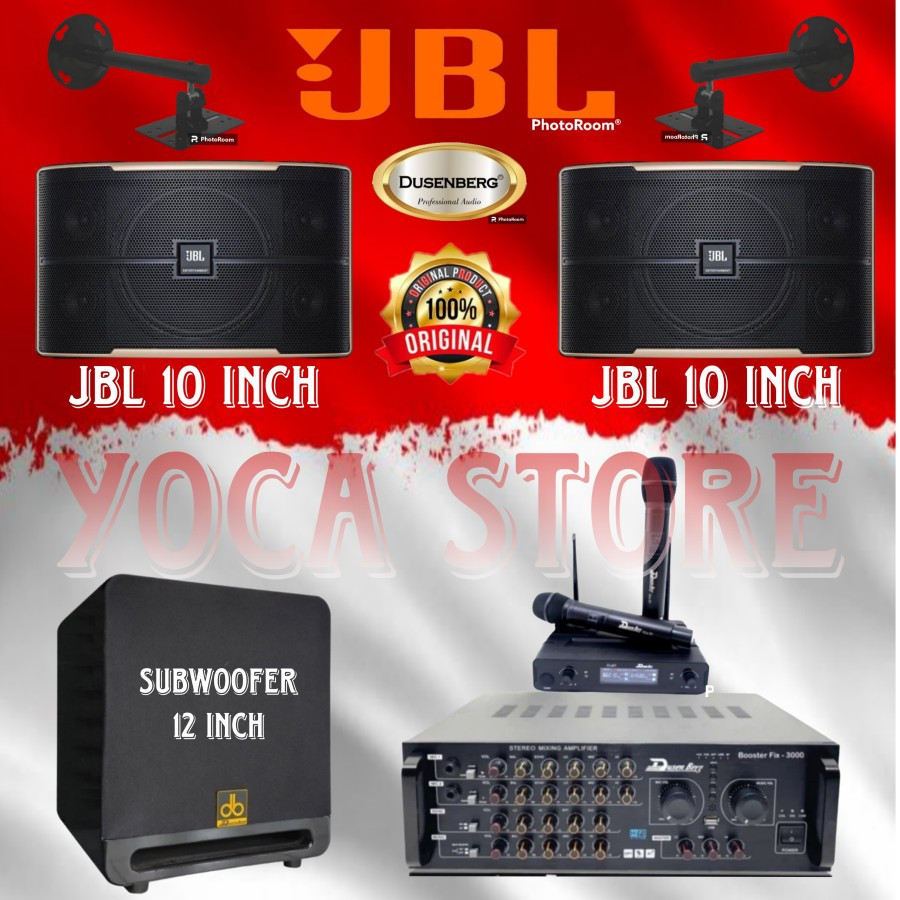 Jual Paket Karaoke Set JBL 10 Inch + Subwoofer 12 Inch 2 Mic Wireless ...