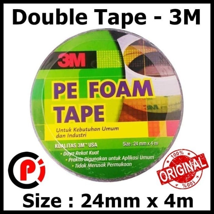 Jual Original Double Tape 3M 1600 T PE Foam tebal 1mm size 24 mm x 4 ...