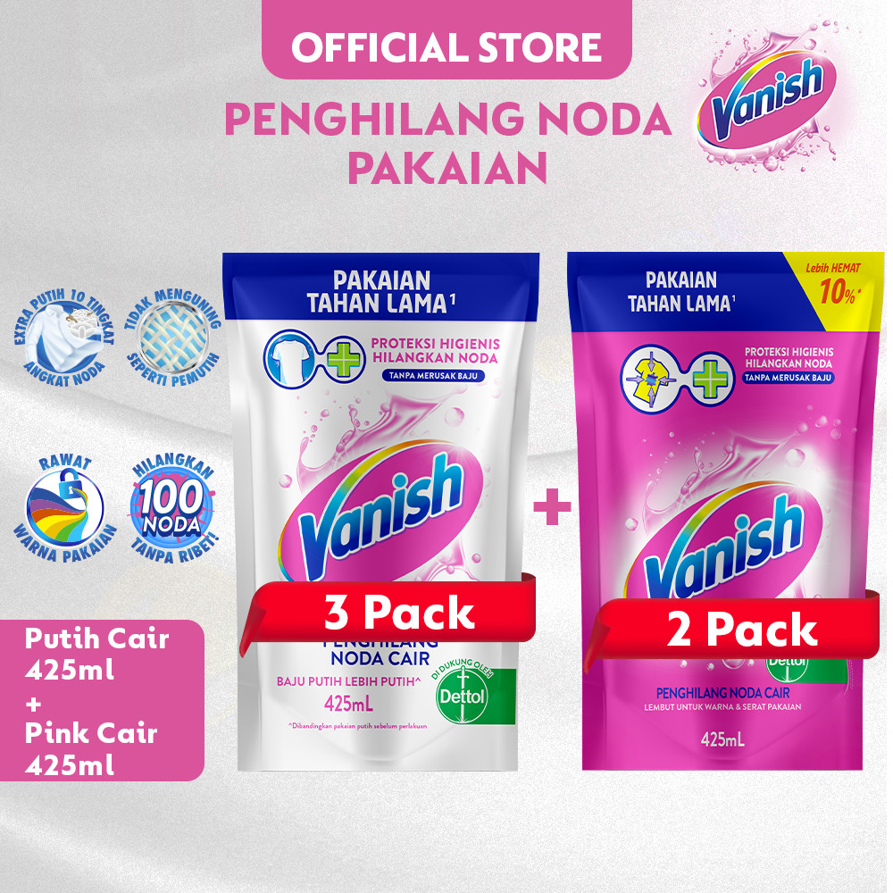 Jual Vanish White 3 x 425mL + Vanish Cair 2 x 425mL | Shopee Indonesia