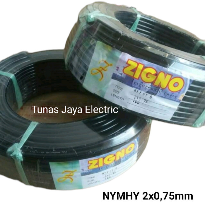 Jual Kabel Listrik Serabut NYMHY/NYYHY 2x0,75mm 100Y ZIGNO - Hitam | Shopee Indonesia