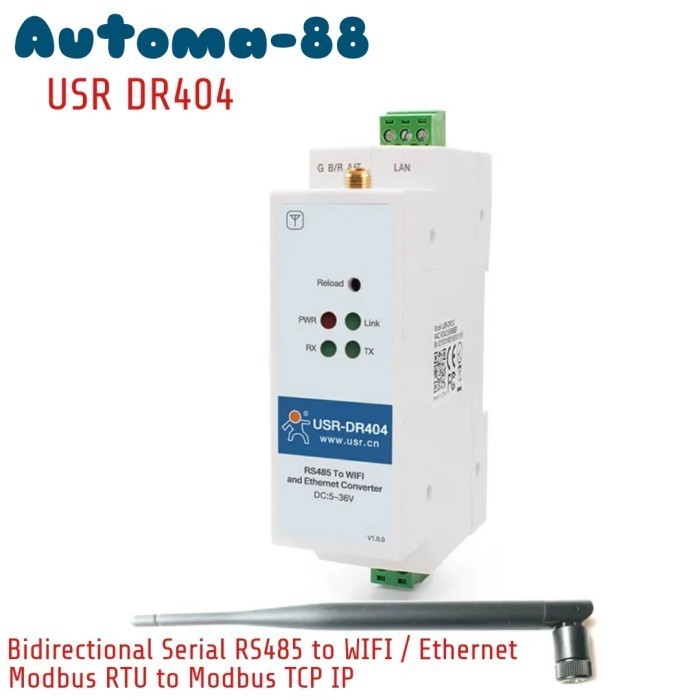 Jual Mn08 Usr Dr404 Serial Modbus Rtu Rs485 To Wifi Ethernet Modbus Tcp Ip Rj45 Include