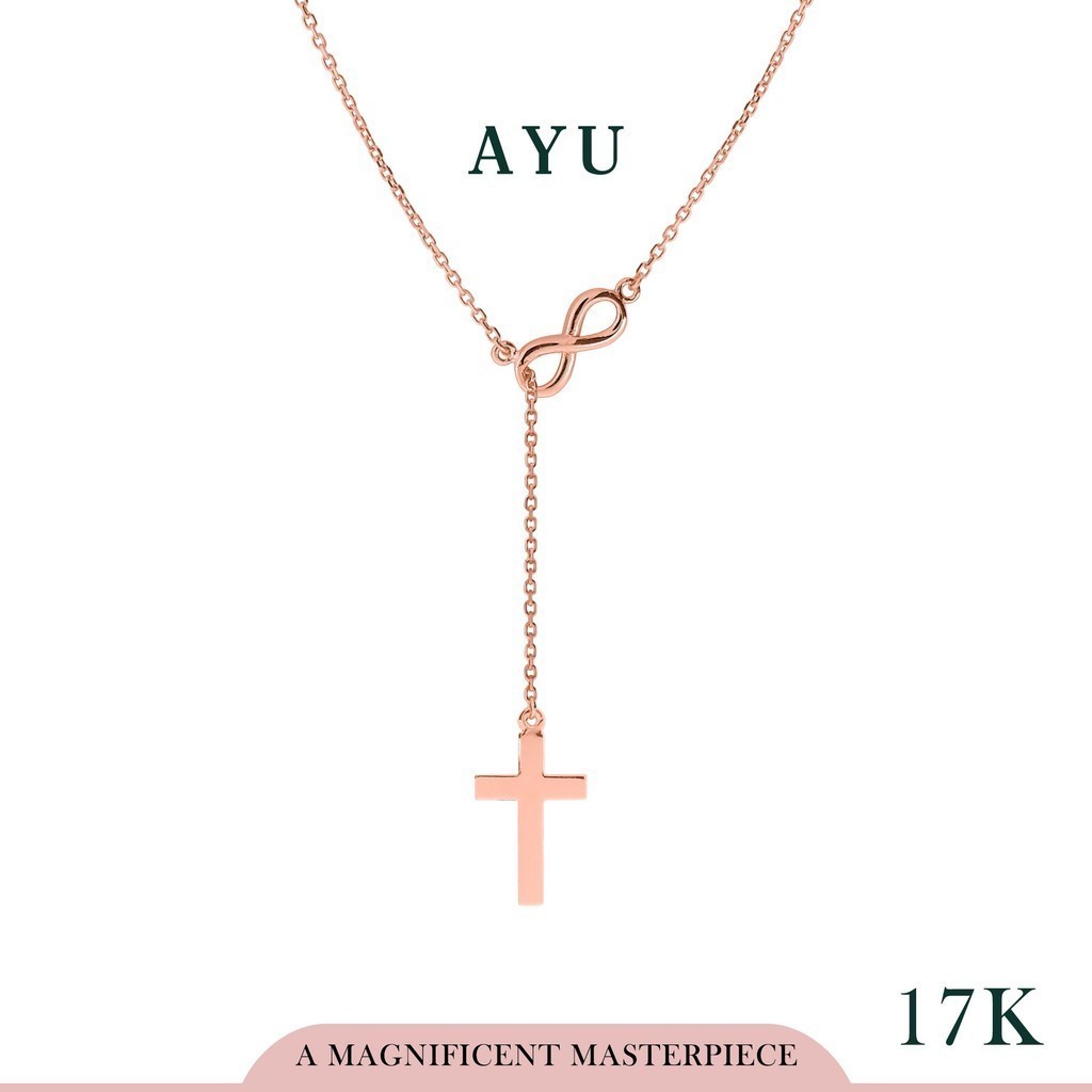 Jual AYU Kalung Emas - Infinity With Gold Cross lariat Necklace 17k ...