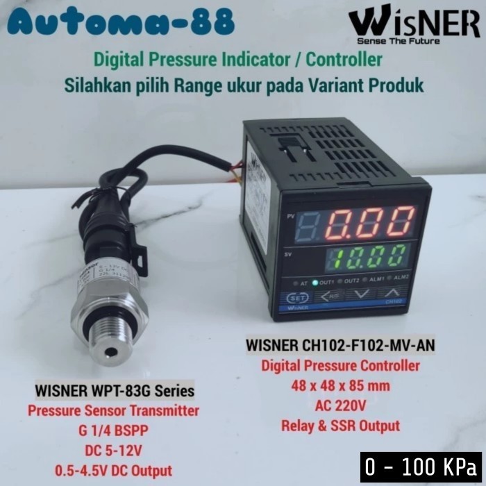 Jual Digital Pressure Controller 0-100kPa 100 kPa Pressure Indicator 50kPa - 0~100 kPa YY01 ...