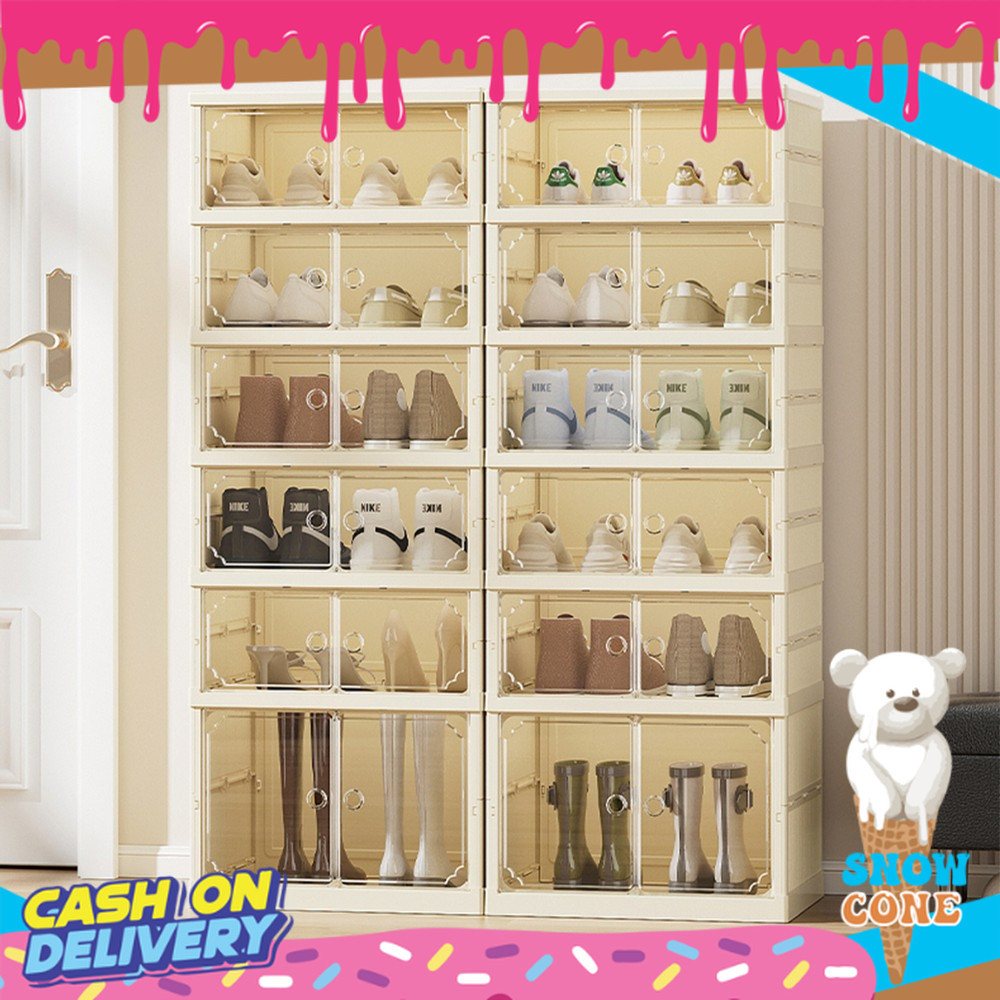 Jual Kotak Sepatu Susun Lipat Transparan Anti Debu Rak Serbaguna ...