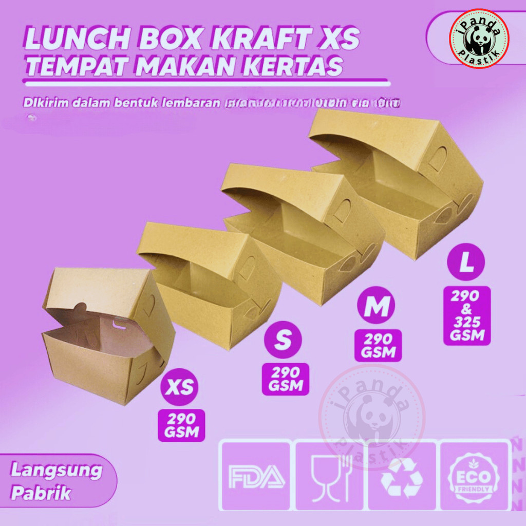 Jual Paper Lunch Box [Slip On] 1 Pack Isi 50 Pcs kraft 290gr 1PE ukuran M | Shopee Indonesia