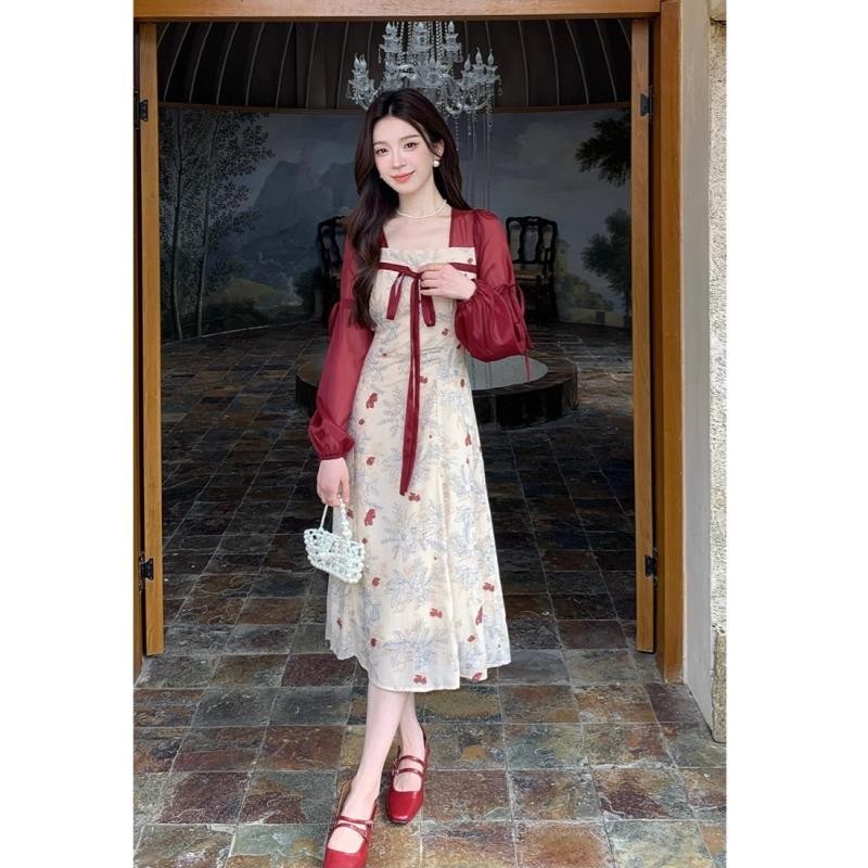 Jual New French Hepburn style retro chiffon dress for women | Shopee ...