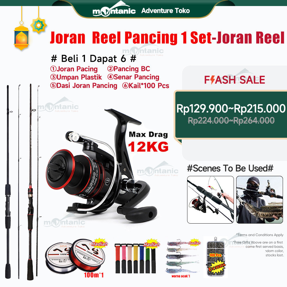 Jual 【# Beli 1 Dapat 6 #】Pancing Set 1.6M/1.8M/2.1M/2.4M Joran Pancing Set Dengan Bahan Serat ...