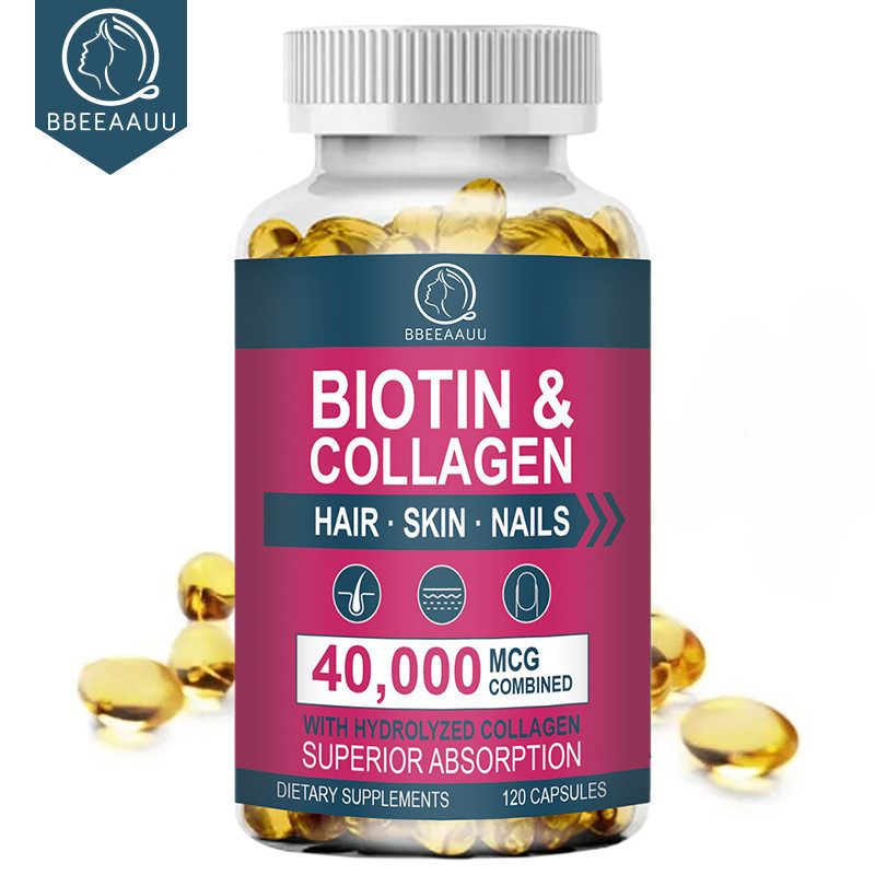 Jual BBEEAAUU Biotin Capsules with Collagen & Keratin Prevent White ...