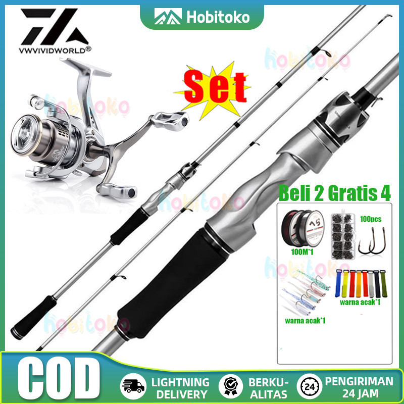 Jual 【Beli 2 gratis 4】Set Joran dan Joran Pancing Laut 5.2:1, Resistensi Maksimal 1.65M/1.8M/2 ...