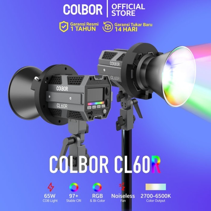 Jual Colbor CL60R RGB Lampu Studio LED 65W Fotografi Video Lighting ...