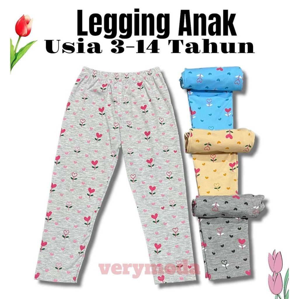 Jual Legging Anak Perempuan Bahan Spandek Motif Sablon FULL BUNGA TULIP ...