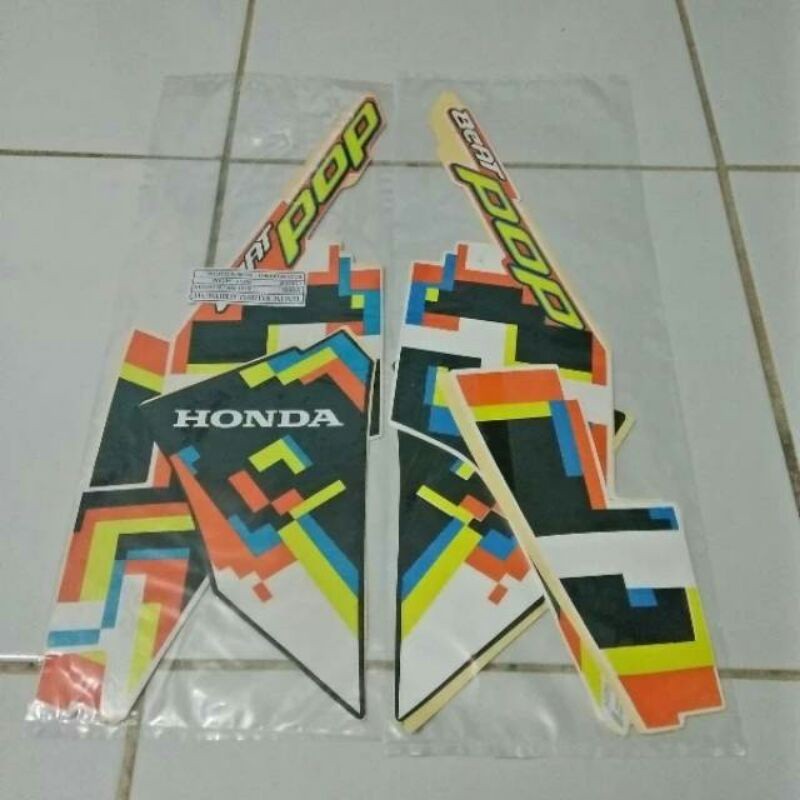 Jual striping beat pop 2017 2018 oren hitam sticker honda beat pop 2017 ...