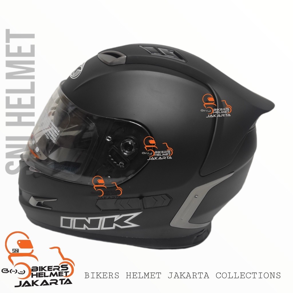 Jual HELM INK STEALTH SOLID BLACK DOFF DOUBLE VISOR FULL FACE | Shopee ...