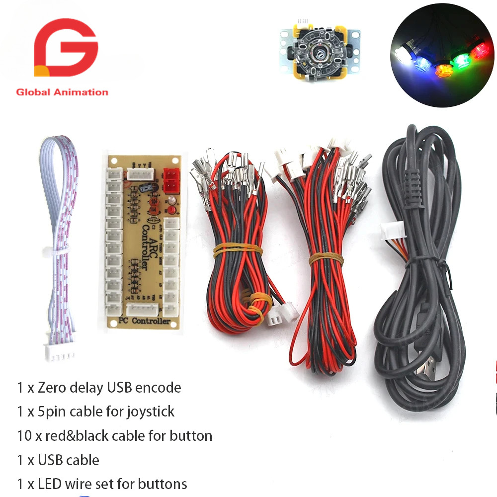 Jual Arc Usb Arcade Game Controller For Pc Raspberry Pi Zero Delay Joystick Button Board Cable ...