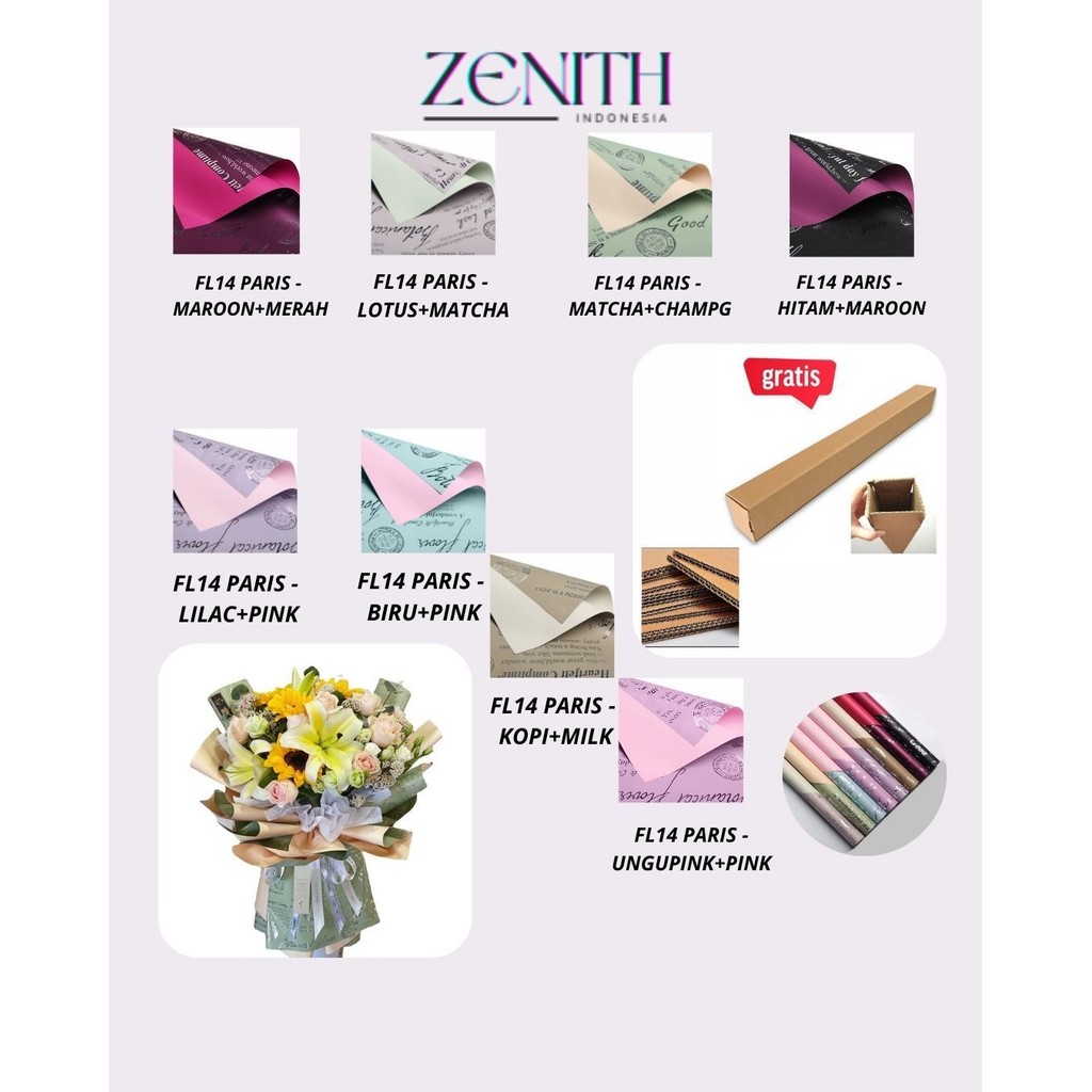 Jual Zenith - (5 LEMBAR) - FL14 PARIS Kertas Bunga Paper Buket Motif ...