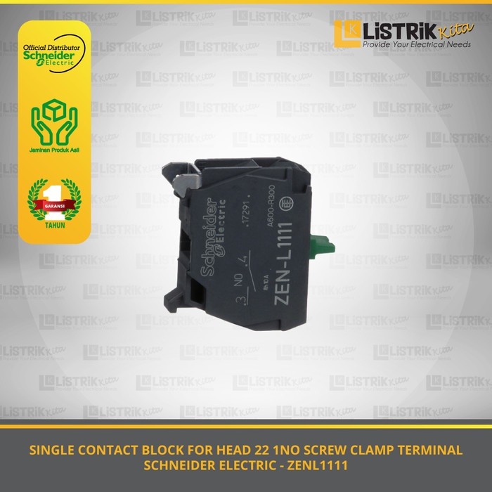 Jual Schneider Single Contact Block For Head22 1No Screw Clamp Terminal ...