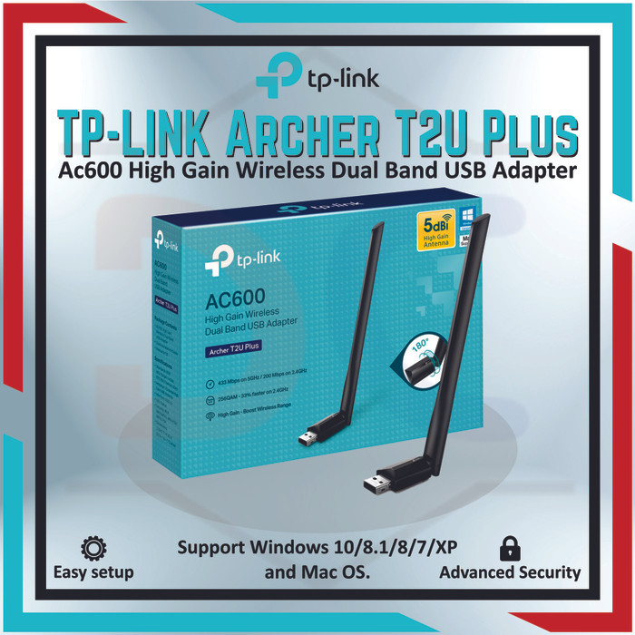 Jual TP-LINK ARCHER T2U PLUS AC600 WIRELESS DUAL BAND USB ADAPTER ...