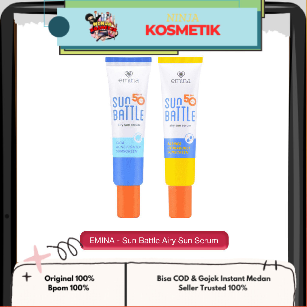 Jual EMINA - SUN BATTLE AIRY SUN SERUM SPF 50 PA++++ ( 20 | 30 ml ...