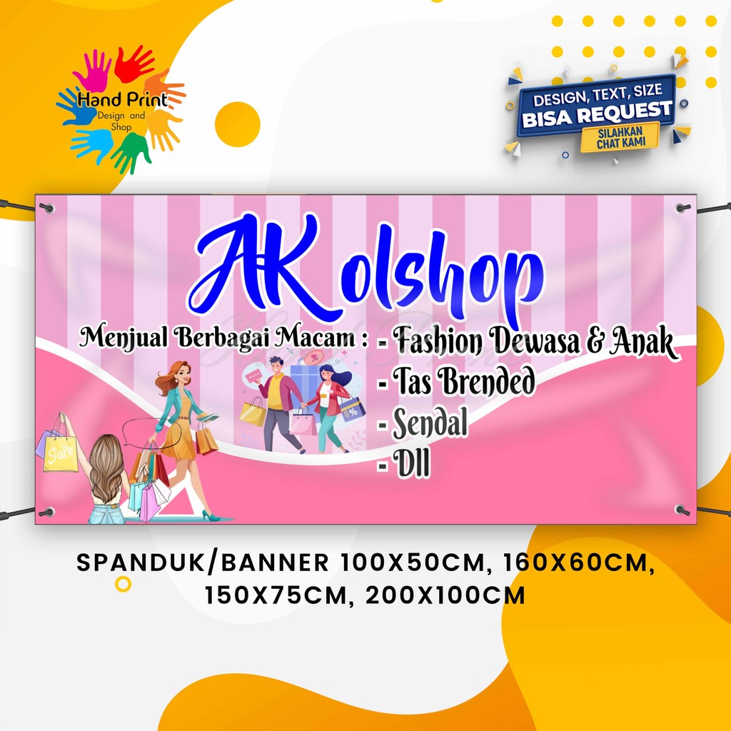 Jual Cetak Spanduk Banner Jualan Pakaian Baju Celana Olshop Pink MMT ...