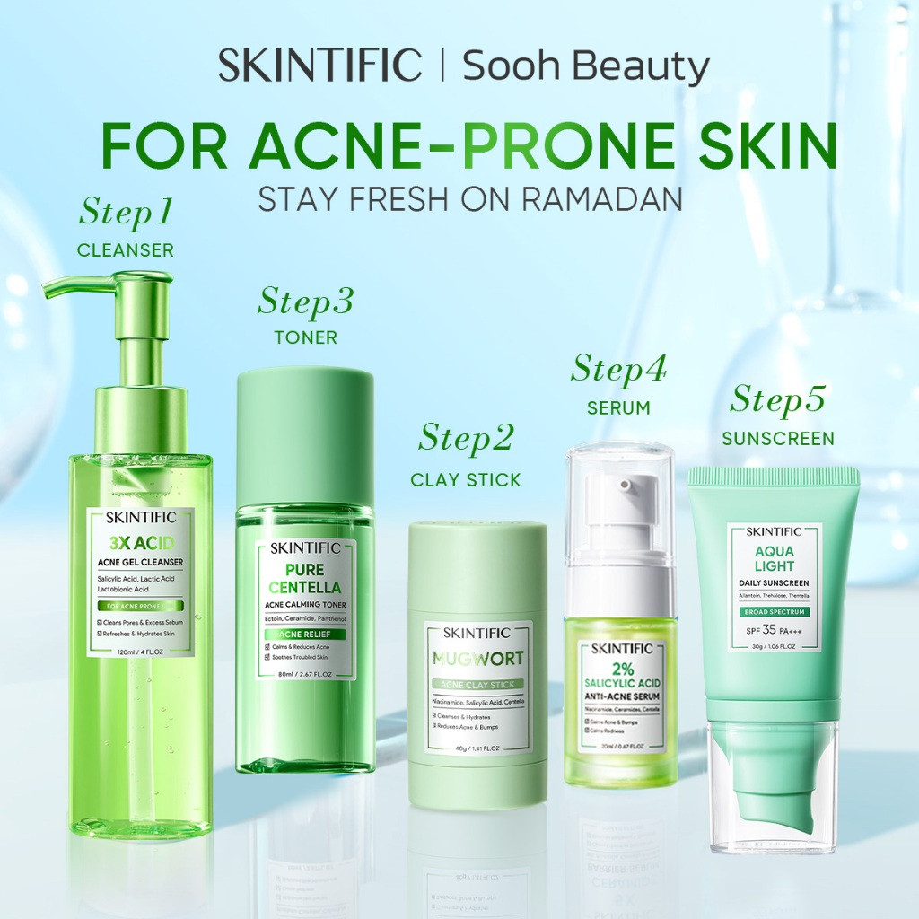 Jual [SKINTIFIC AUTHORIZED] SKINTIFIC - Green Series Anti Acne Set ...