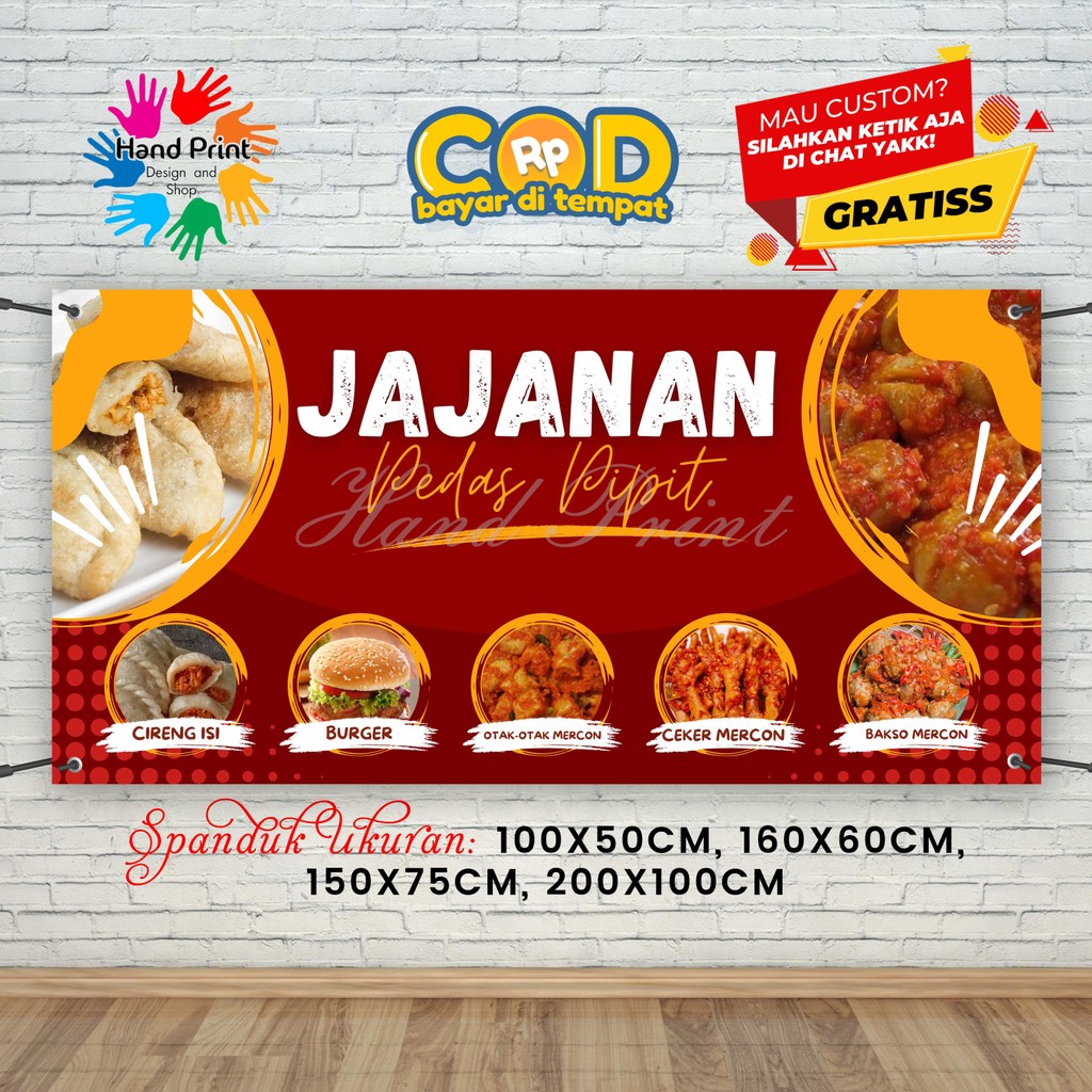 Jual Cetak Spanduk Banner Jajanan Pedar Merah MMT Spanduk Custom ...