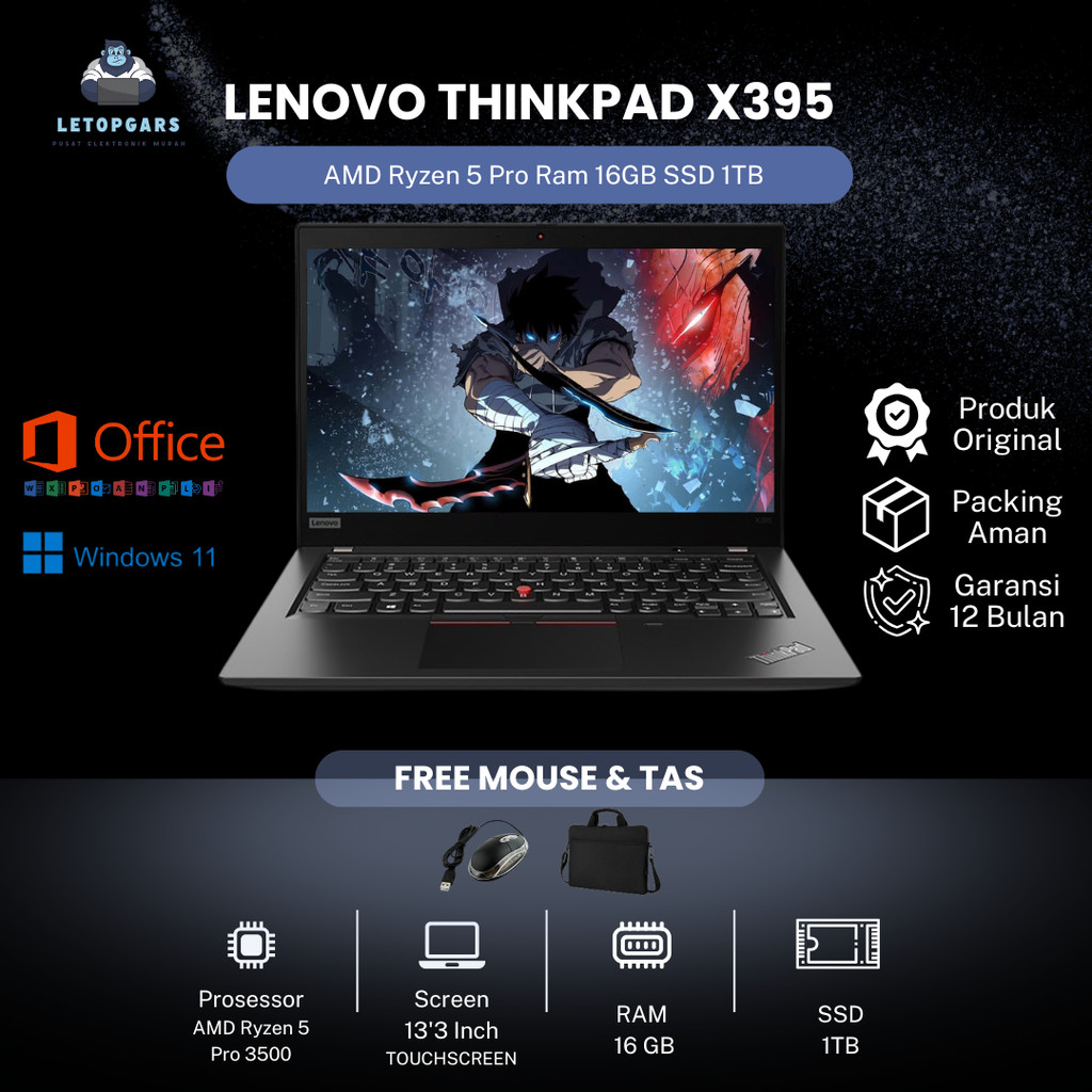 Jual Laptop GAMING Touchscreen Lenovo Thinkpad X395 Ryzen 5 Pro Ram ...