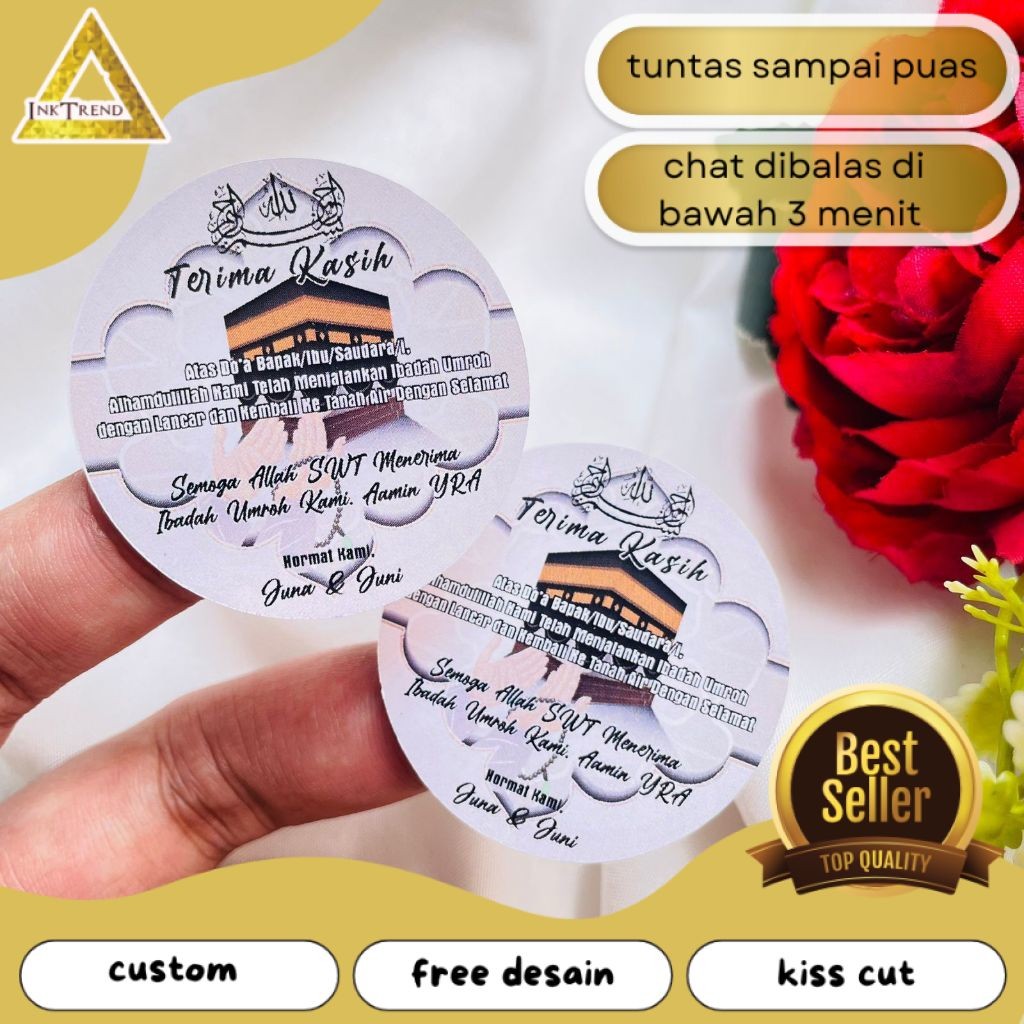 Jual INKA 2-4 Cetak Print Stiker Bulat Haji Umroh Sticker Label Custom ...