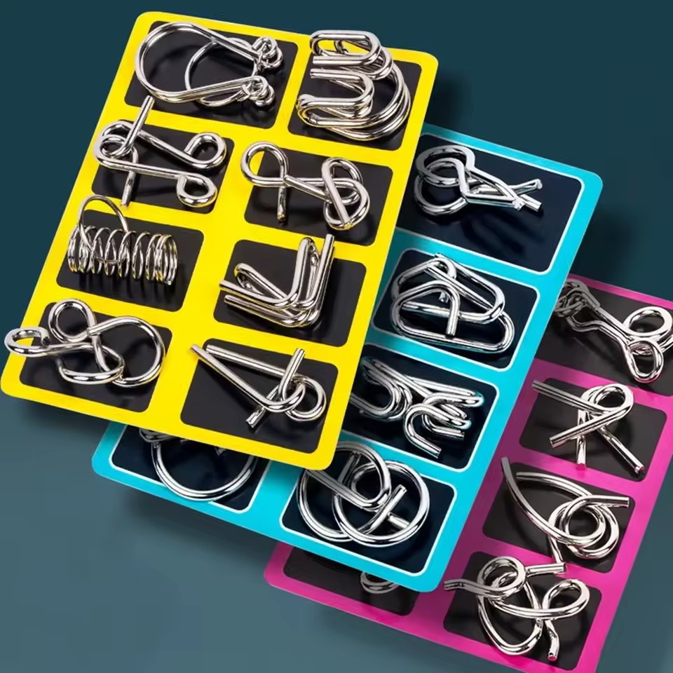 Jual Trick Unlock Puzzle Metal 8 in 1 Brain Teaser Asah Otak Material ...