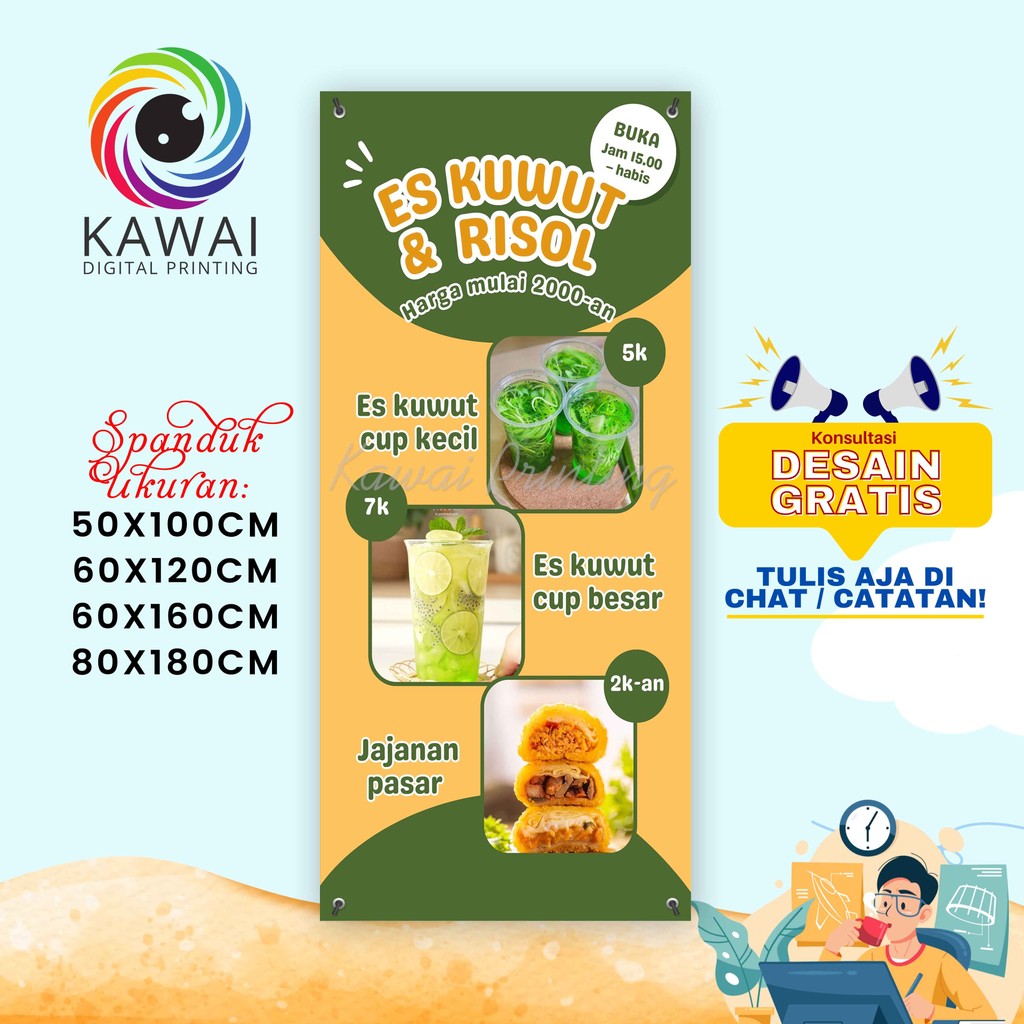 Jual SPANDUK / BANNER Es Kuwut & Risol Design Outdoor / Indoor | Shopee ...