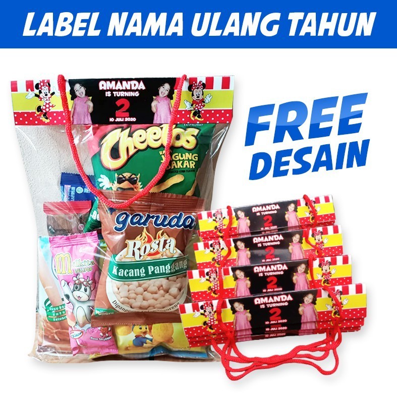 Jual Tas Label Ultah Snack Plastik Ulang Tahun Bisa Custom Nama dan ...