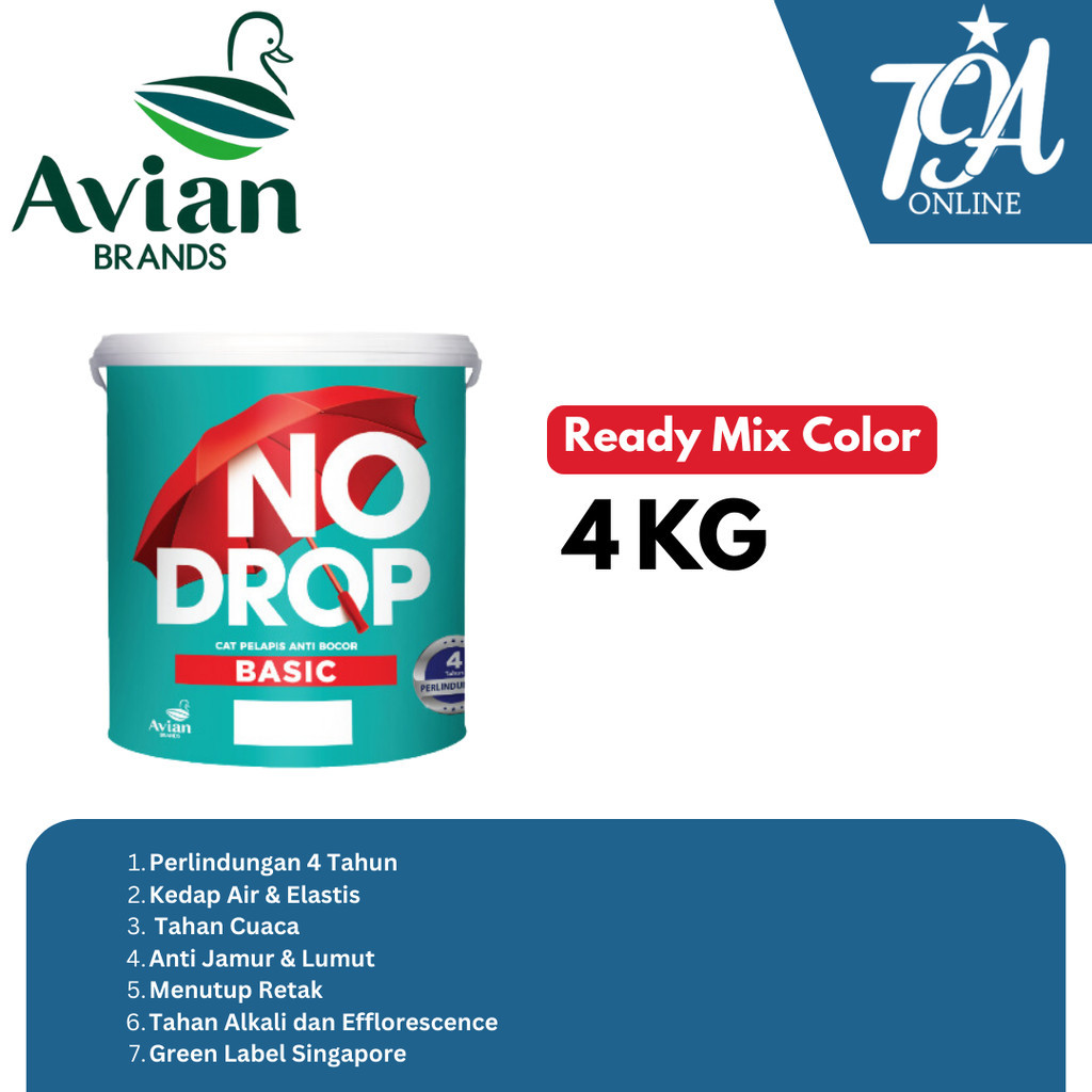 Jual AVIAN BRANDS No Drop Basic Cat Tembok Pelapis Anti Bocor Ekonomis 4 KG | Shopee Indonesia