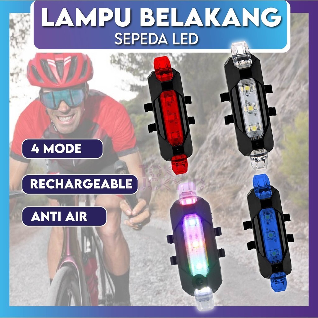 Jual Lampu Sepeda LED 4 Mode Rechargeable USB Waterproof Aksesoris ...