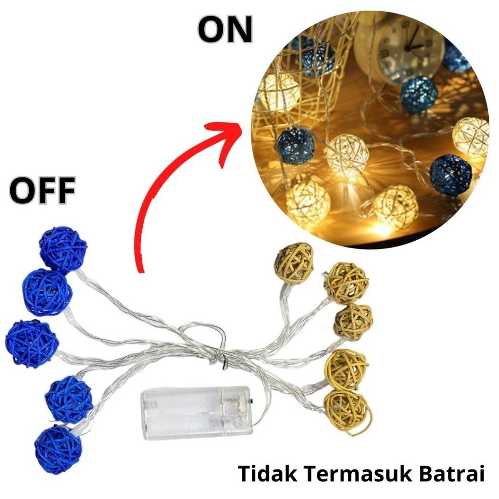 Jual BORES Lampu Hias Bulat Panjang 2 Meter Tumbler Lampu Bola Rotan ...