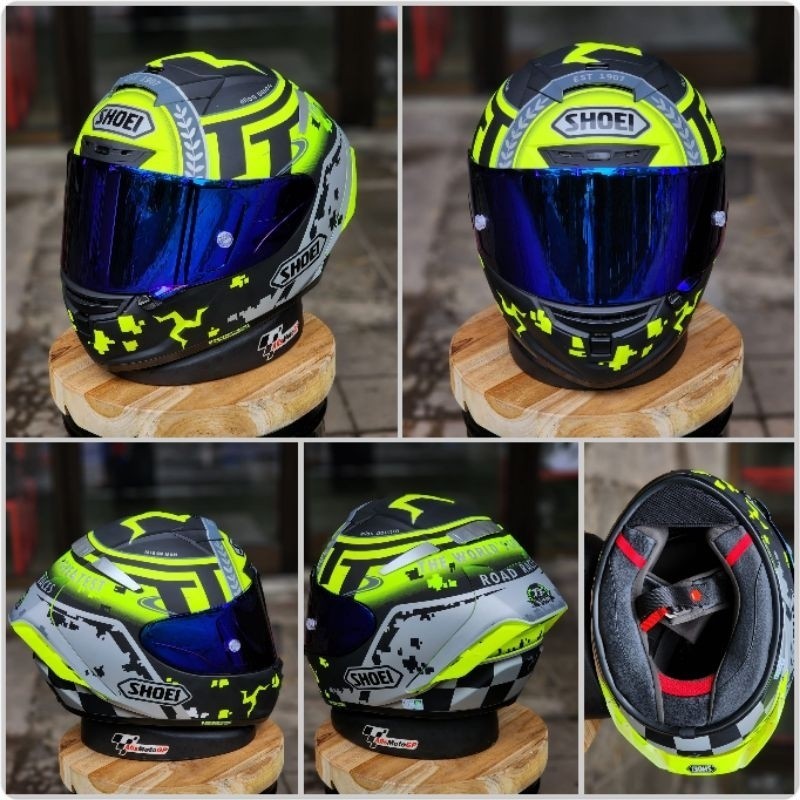 Jual Helm shoei x14 xfourteen xspirit black glosy white glossy helm ...