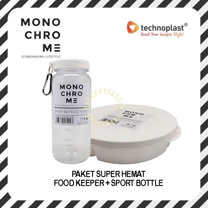 Jual TECHNOPLAST Lunch Box Set Monochrome Set Kotak Sekat 1650Ml 3 & Botol Minum 750Ml | Shopee ...