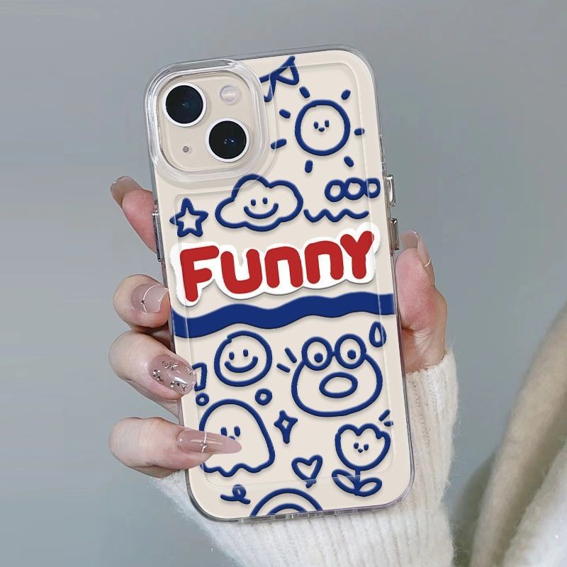 Jual imut-imut grafiti merah dan biru transparan soft case hp Iphone 17 ...