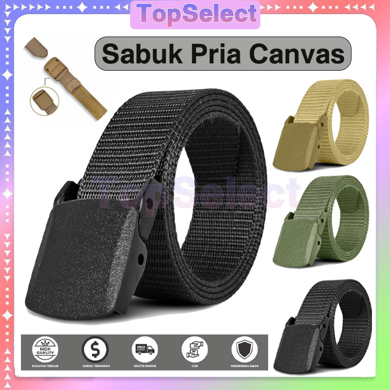 Jual Army Sabuk Cowok Canvas Anti Metal Detector/Men Belt Nylon Canvas Anti Metal Detector/Ikat ...