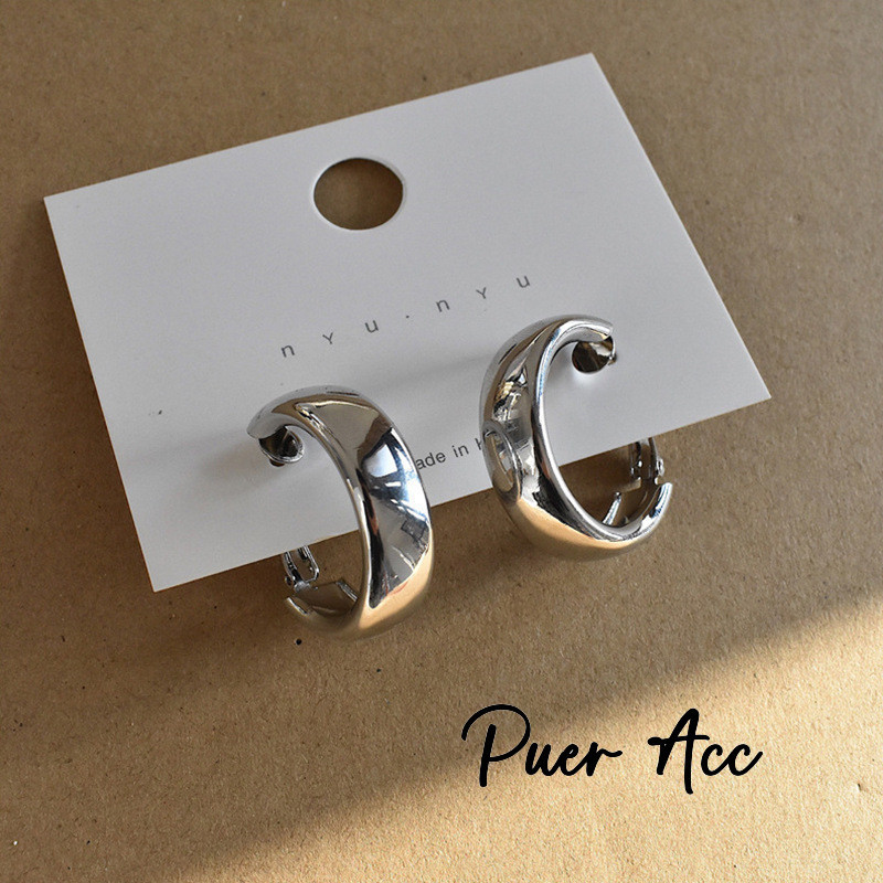 Jual 【Puer acc】Anting-anting hoop geometris minimalis yang ramping ...