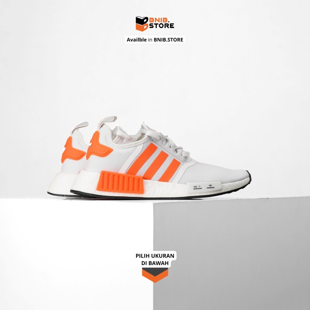 Jual Sepatu Sneaker adidas NMD_R1 White Solar Orange [HQ4463] Original ...