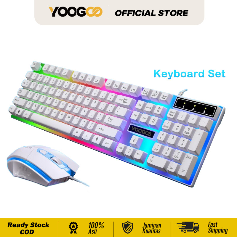 Jual YOOGOO Gaming Keyboard Mouse Set USB Wired Mechanical Keyboard RGB ...