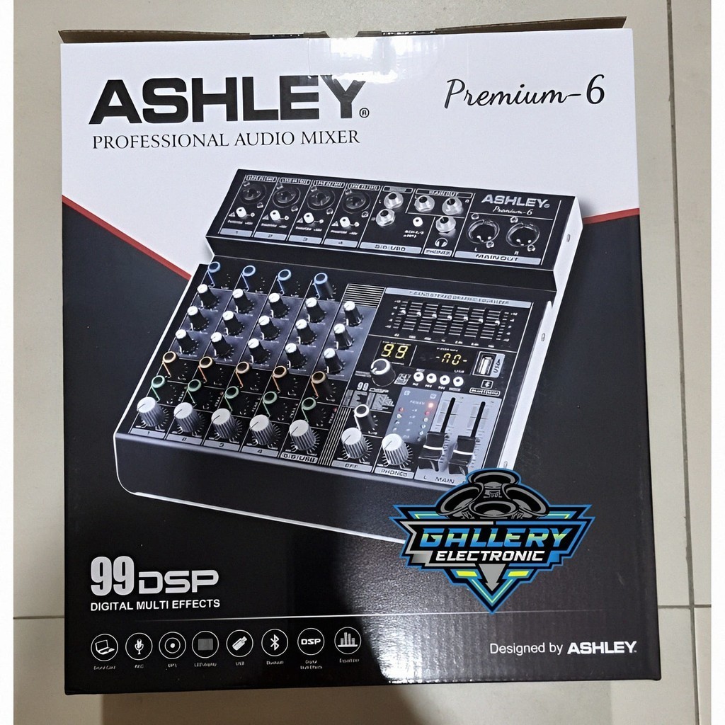 Jual Mixer ASHLEY Premium 6 / Mikser 6 Channel Effect 99 DSP + USB Bluetooth | Shopee Indonesia