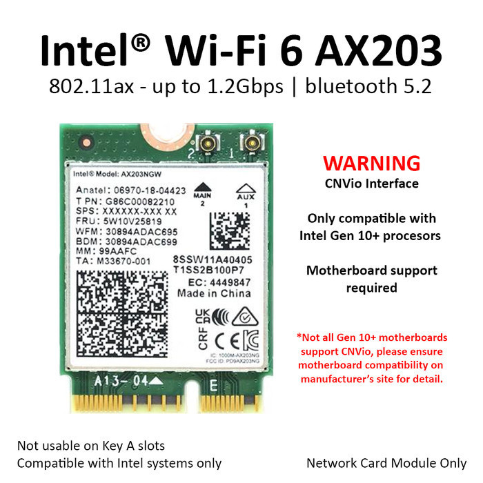Jual Intel WiFi 6 AX203 Wireless Card Bluetooth 5 AX M.2 NGFF AX203NGW ...