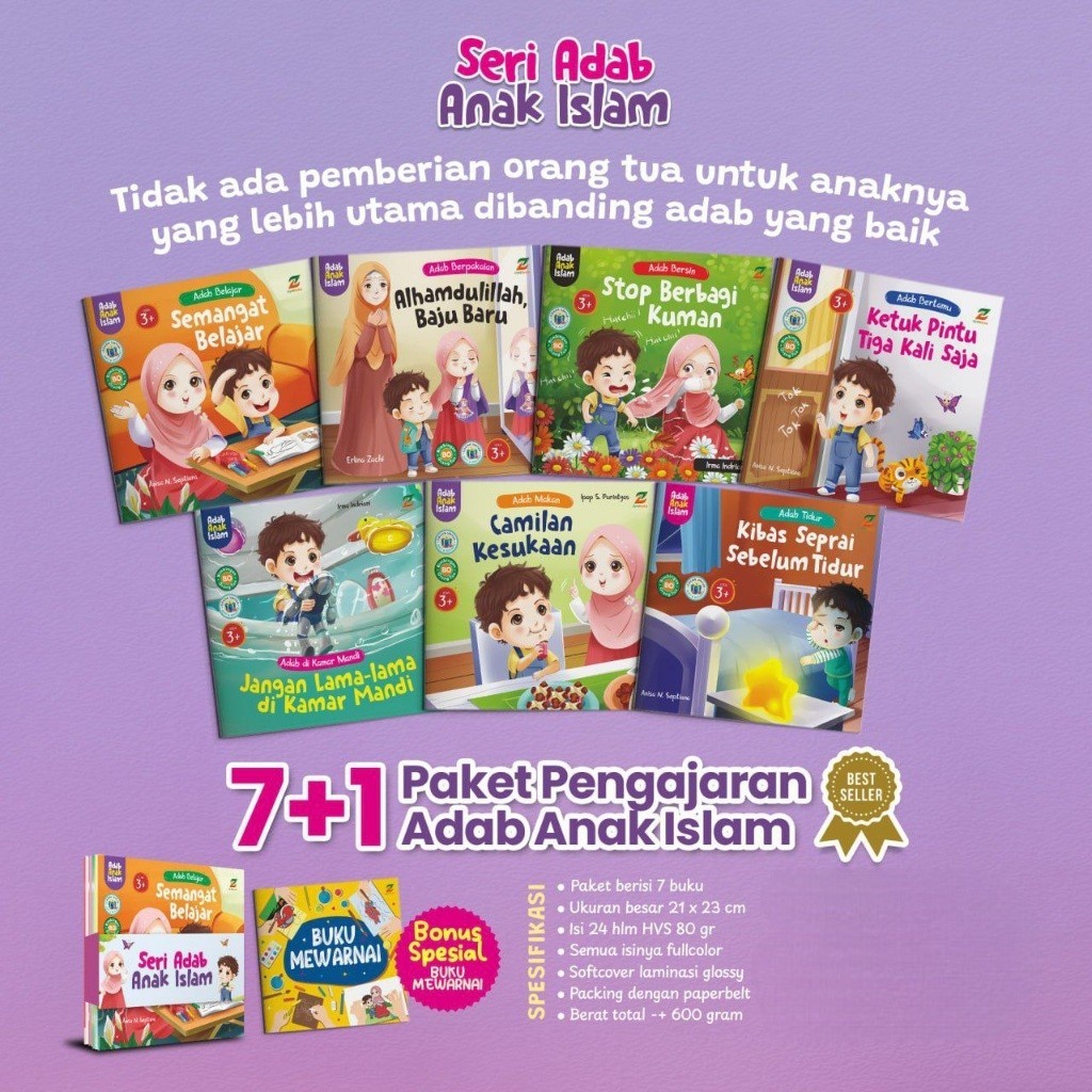 Jual Buku Anak Islami : Seri Adab Anak Islam - 1 set isi 7 buku soft ...