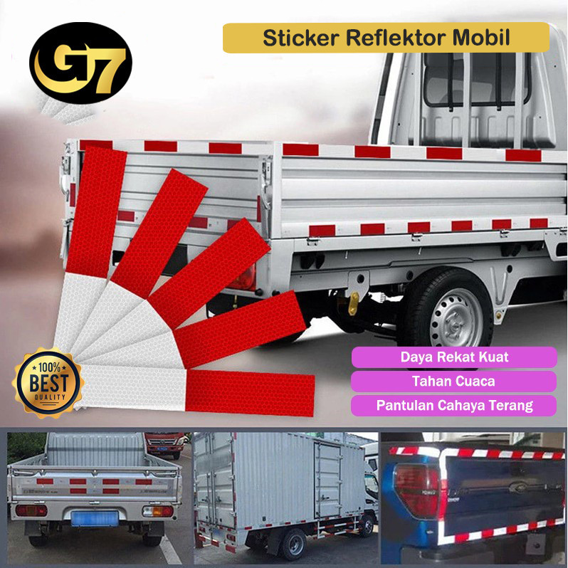 Jual Stiker Reflektor Mobil Merah Putih Sticker Pemantul Cahaya Truck ...