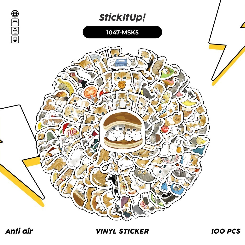 Jual COD 100 Pcs Stiker Pack Mofusand Kucing V4 Lucu Aesthetic Vynil ...